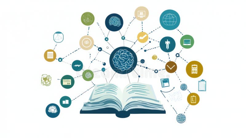 Knowledge Network: Book & Brainpower Stock Illustration - Illustration ...