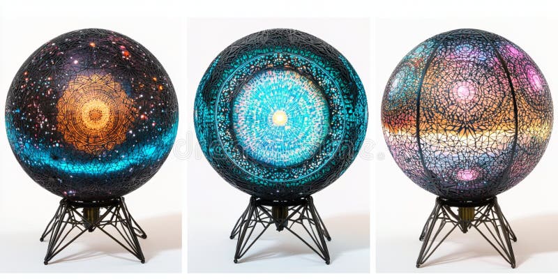 Artistic Mosaic Galaxy Sphere Lamp Modern Decor Unique Tabletop ...