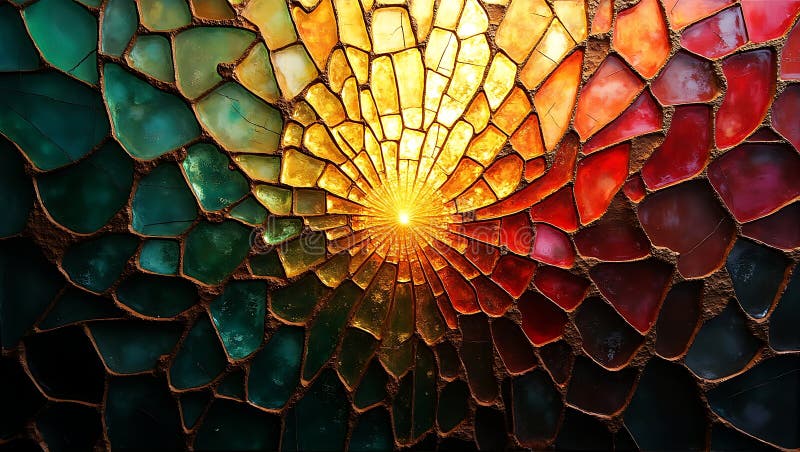 Artistic Mosaic Pattern with Radiating Colors from Green To Red and a ...