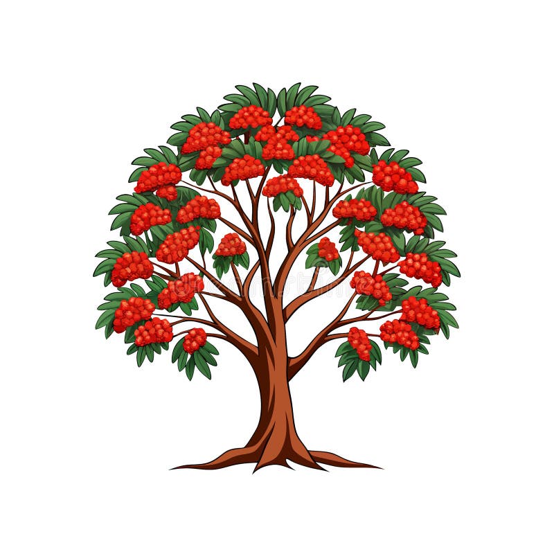 Artistic Mountain Ash Tree Design Stock Illustration - Illustration of ...