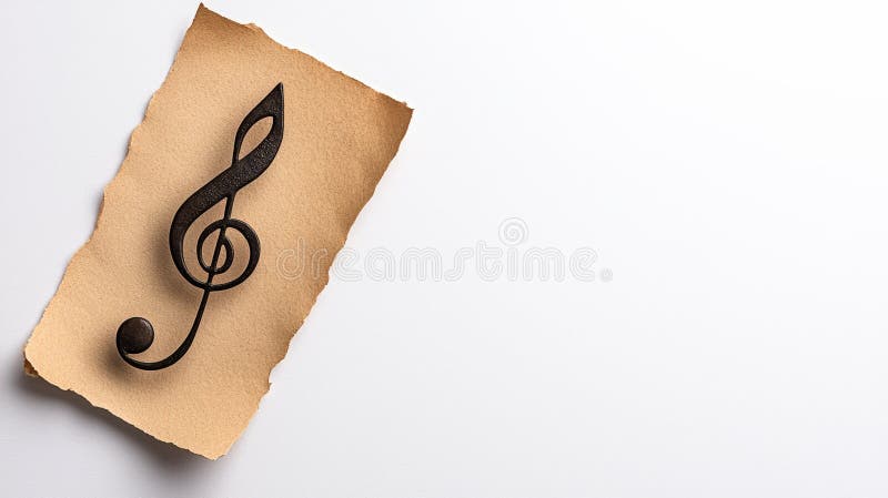 Artistic Music Note Design on a Torn Piece of Paper White Isolate ...