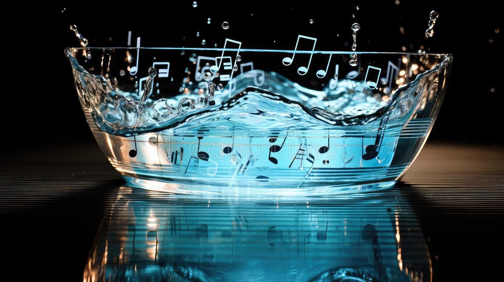 Artistic music notes water stock illustration. Illustration of elements ...
