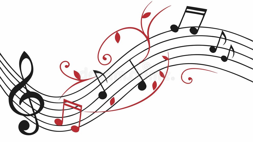 Artistic Musical Notes on Staff, Melody and Composition, Vector Design ...