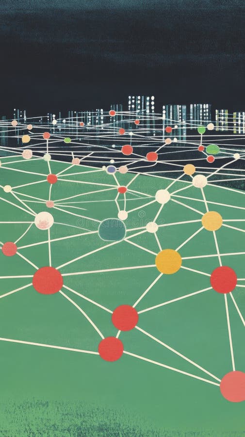 Artistic Network Representation in a Green Field Stock Illustration ...