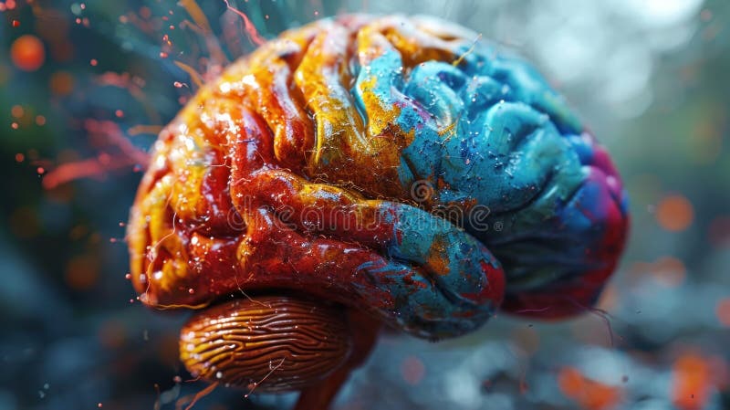 Artistic Neural Render of Human Brain - AI Generated Stock Illustration ...