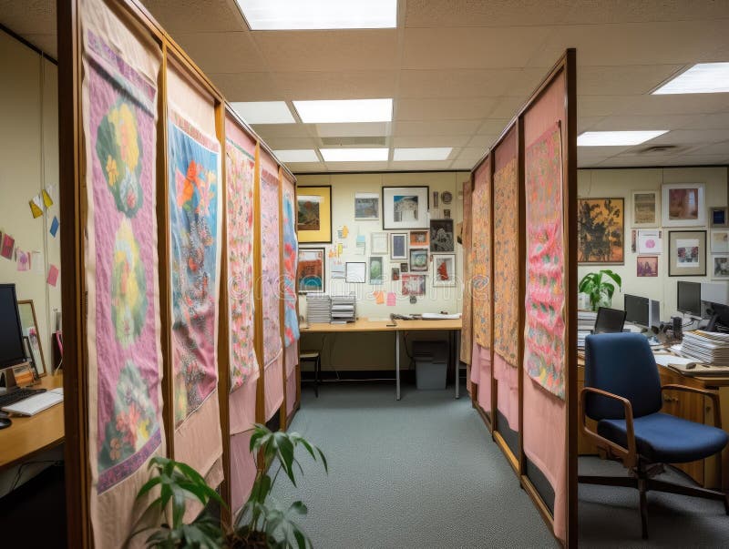 Artistic Office Room Divider with Vibrant Decorations Stock ...