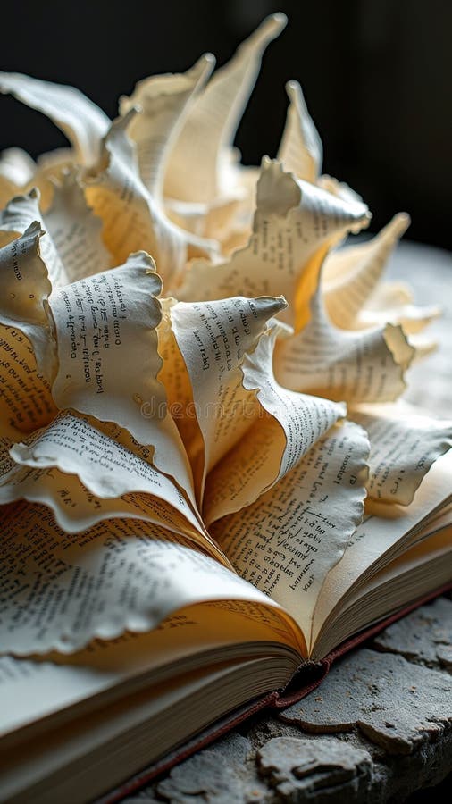 Artistic Open Book with Curled Pages Creating Dynamic Visual Flow Stock ...