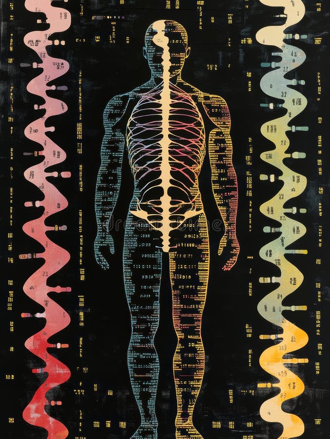 An Artistic Overlay Combines the Structure of Human Anatomy with Rows ...
