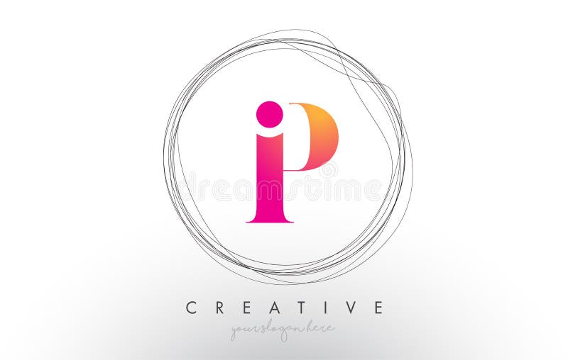Artistic P Letter Logo Design with Creative Circular Wire Frame Around ...