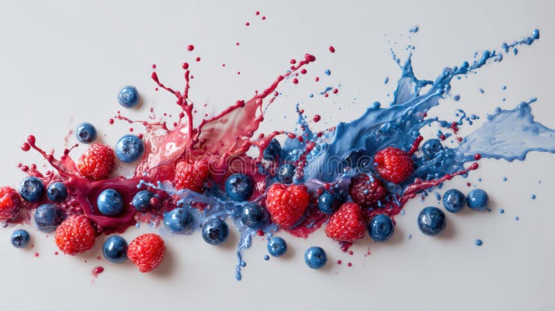 Artistic Paint Splash Creates Vibrant Berries with Dynamic Colors ...