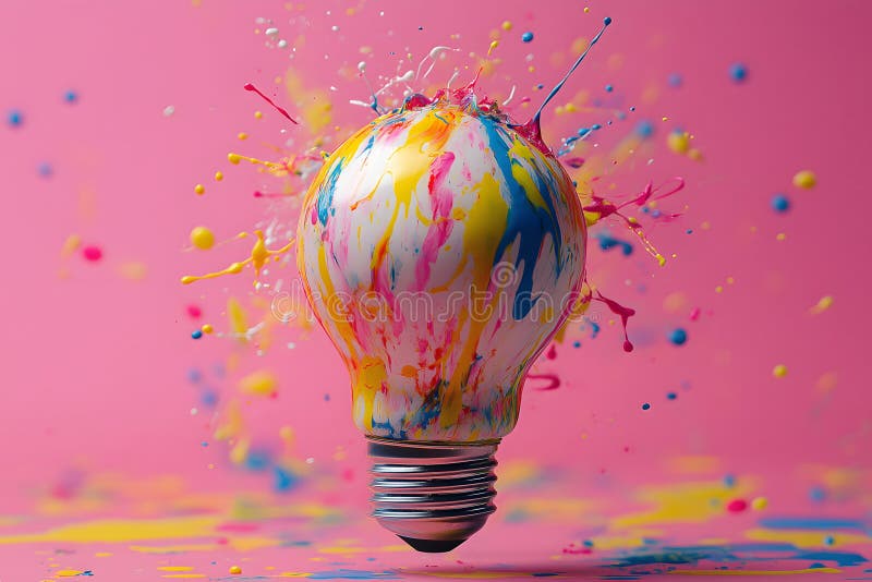 Artistic Paint Splash on Light Bulb Stock Illustration - Illustration ...
