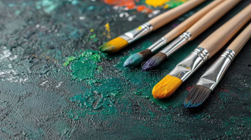 Artistic Painting Brushes and Colorful Paint Strokes Stock Illustration ...