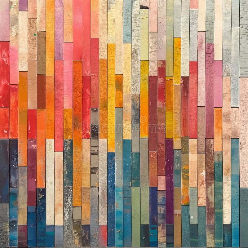 Artistic Painting of Colorful Rainbow on Rectangular Wood Wall Stock ...