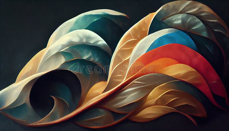 Artistic Painting with Large Leaves. Abstract Painting with Vegetation ...