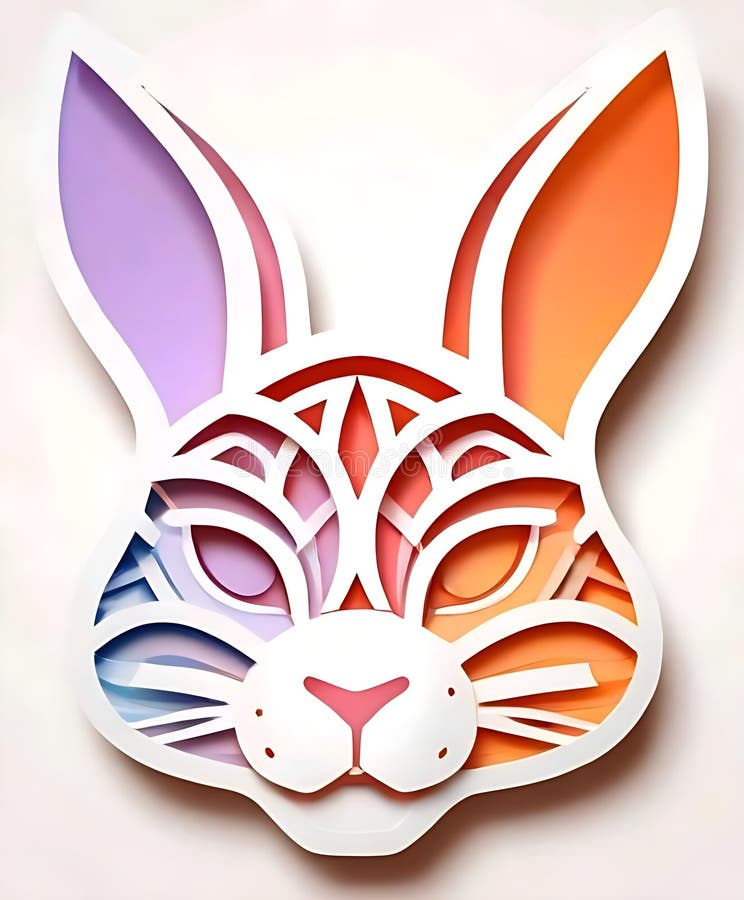 A Delicate Paper Cutout Depicting the Face of a Rabbit Stock ...