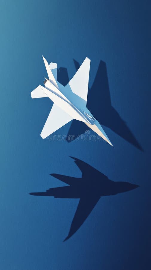 Artistic Paper Fighter Jet with Striking Shadow Stock Photo - Image of ...