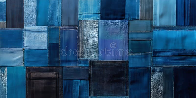 Artistic Patchwork of Denim Textures in Shades of Blue, Creative ...