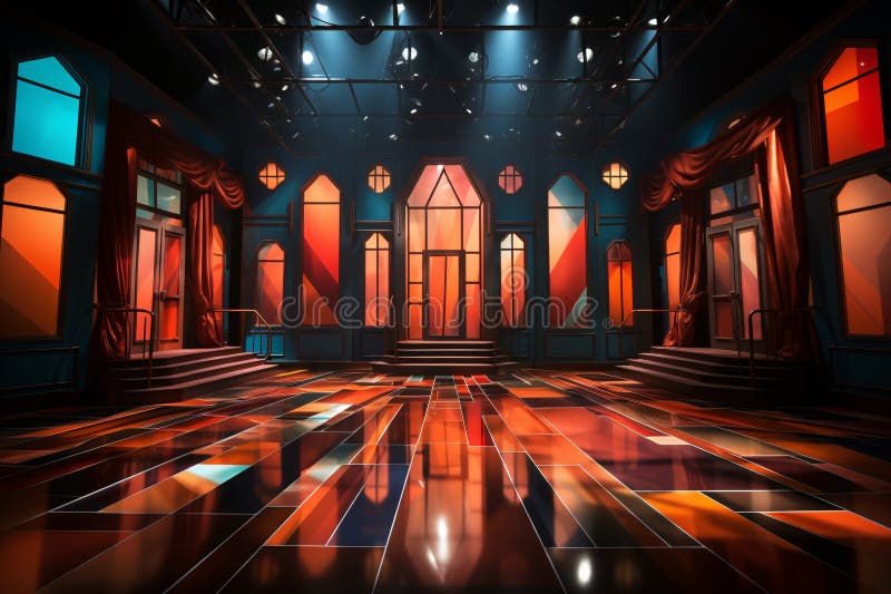 Artistic Performances Stage Light Background with Spotlight Illuminated ...