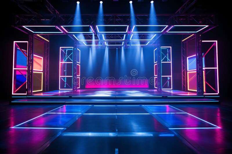 Artistic Performances Stage Light Background with Spotlight Illuminated ...