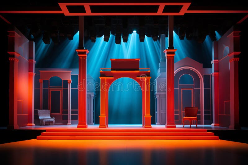 Artistic Performances Stage Light Background with Spotlight Illuminated ...