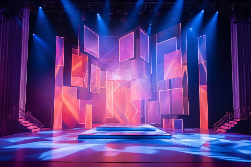 Artistic Performances Stage Light Background with Spotlight Illuminated ...