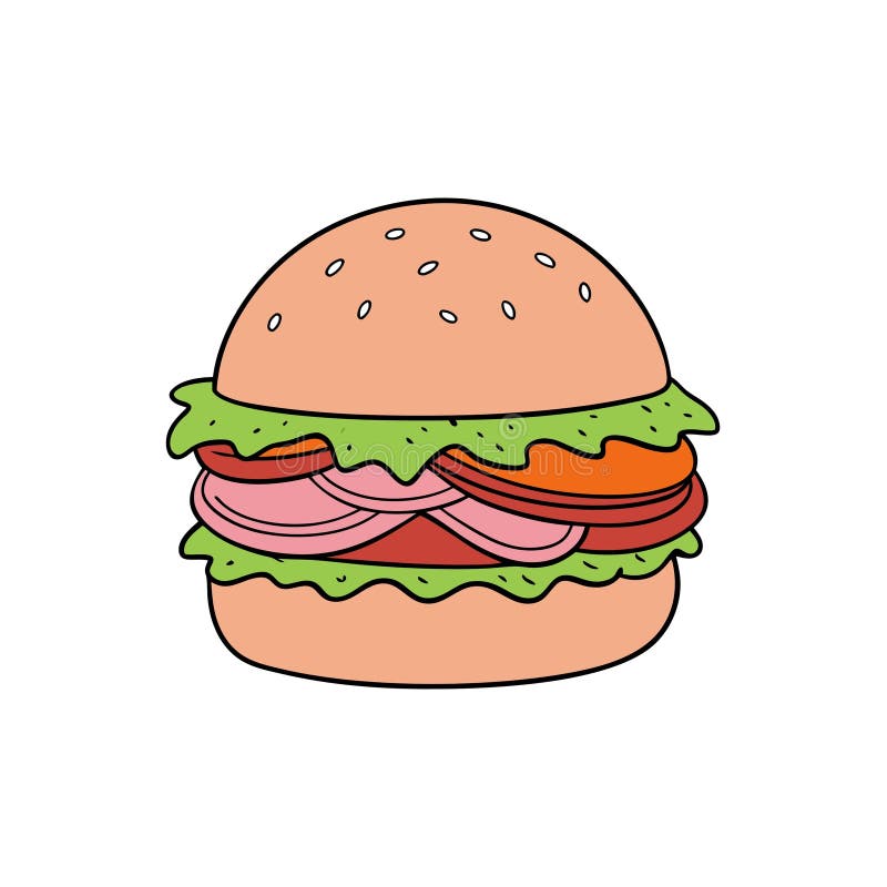 Artistic Pink Burger with Lettuce and Bacon Stock Vector - Illustration ...