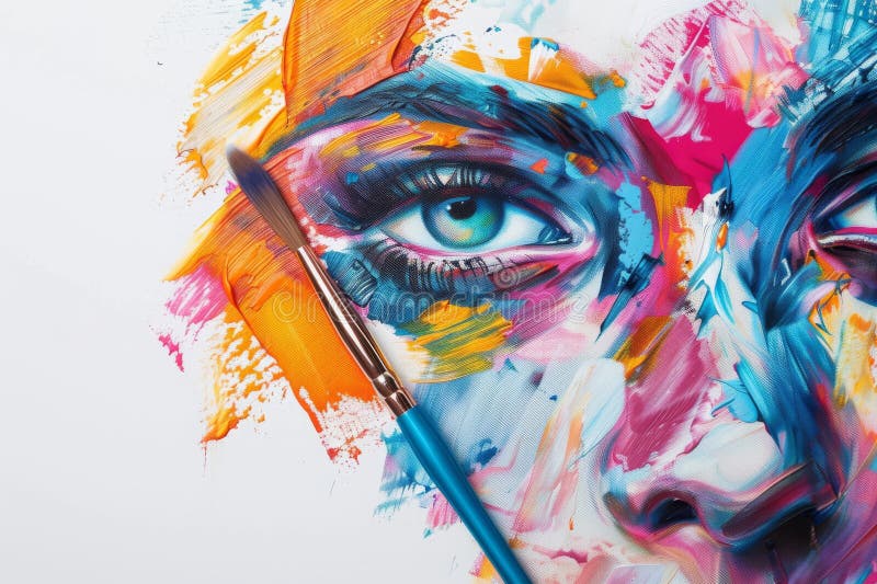 Artistic Portrait with Bold Brushstrokes and Vibrant Colors Stock ...