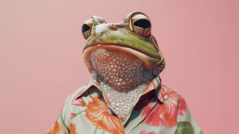 Artistic Portrait of a Frog in a Floral Robe, Surreal and Elegant Stock ...