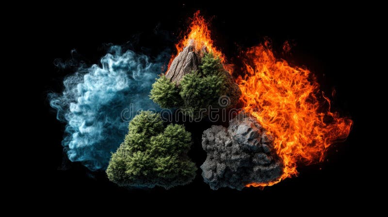 An Artistic Portrayal of Fire, Water, and Earth United in a Visually ...