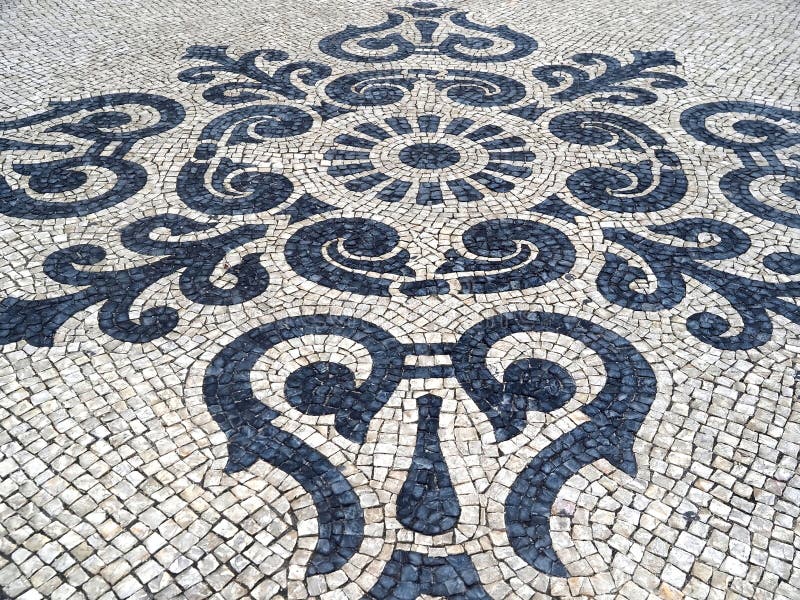 Artistic Portuguese Paving with Ornamental Patterns Stock Photo - Image ...