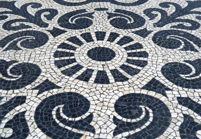 Artistic Portuguese Paving with Ornamental Patterns Stock Photo - Image ...