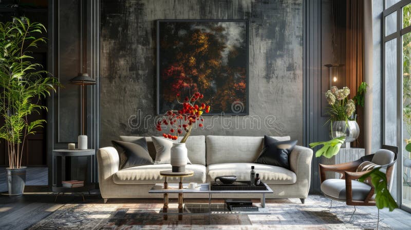 Artistic Poster Showcasing Creative and Artistic Interior Decor Ideas Stock Illustration ...