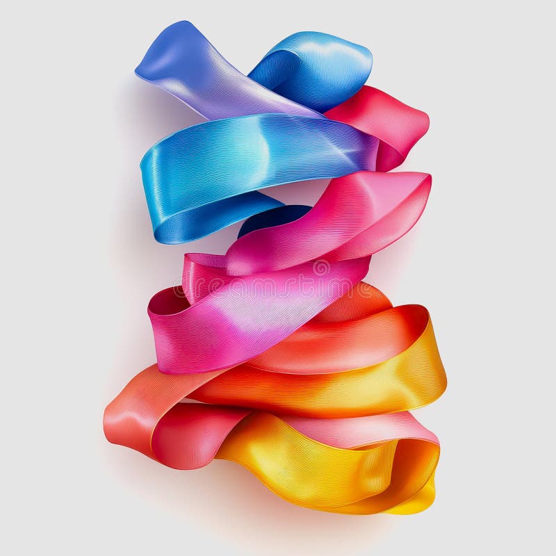 Colorful Silk Ribbons Gracefully Intertwined in a Dynamic Arrangement ...