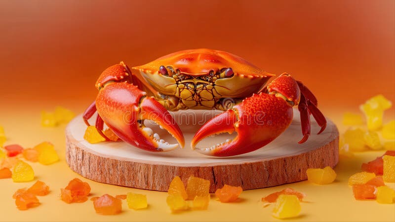 Artistic Presentation of a Freshly Caught Crab Resting on a Rustic ...