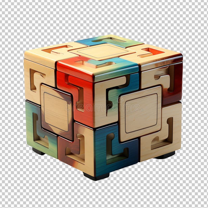 Artistic Puzzle Box Design Isolated on Transparent Background Stock ...