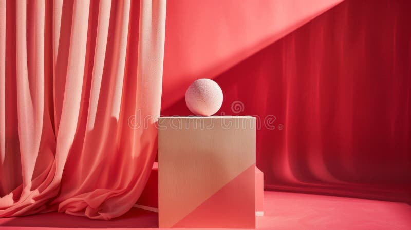 Artistic Red Drapery with Geometric Shapes in a Studio Stock Image ...