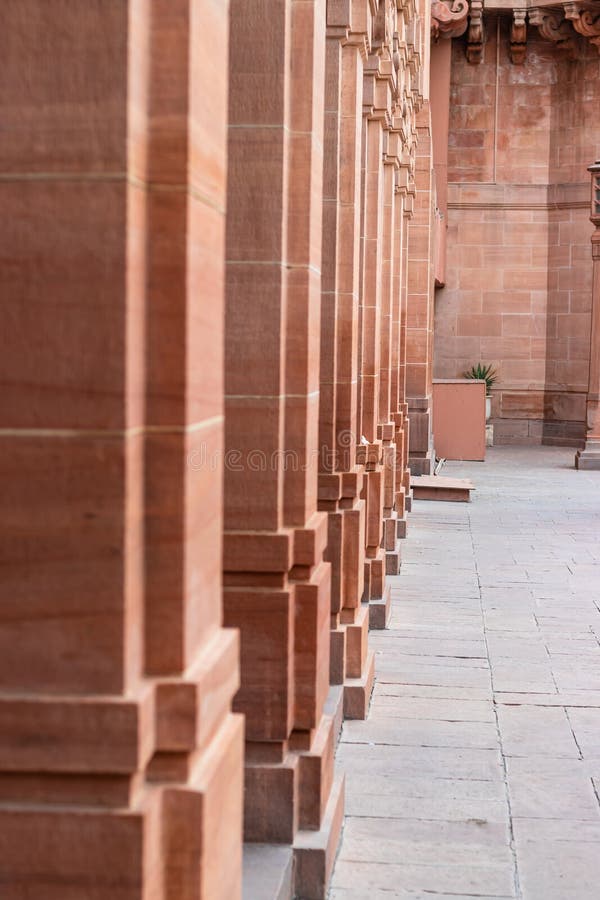 Artistic Red Stone Pillars of Vintage Palace from Flat Angle Stock ...