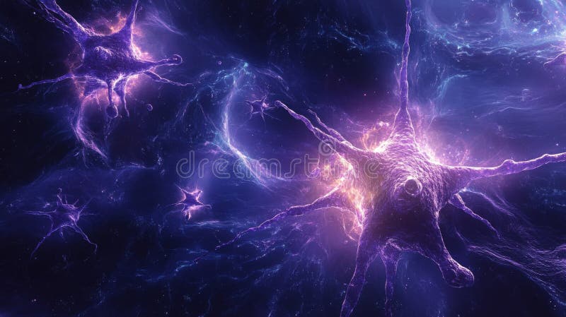 Artistic Render of Neuron Cells in Cosmic Space Stock Illustration ...
