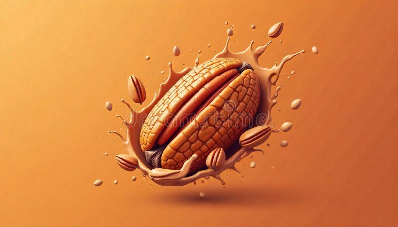 Artistic Render of a Nut with Splash Elements Around Stock Illustration ...