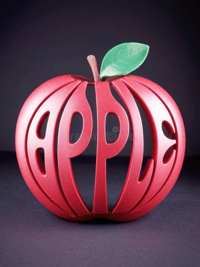Artistic Rendered Red Apple with the Word Apple Formed within it Stock ...