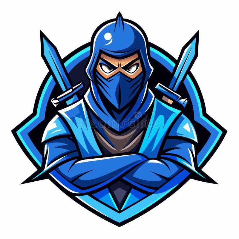 An Artistic Rendering of a Blue Ninja Assassin Standing Inside a Blue ...