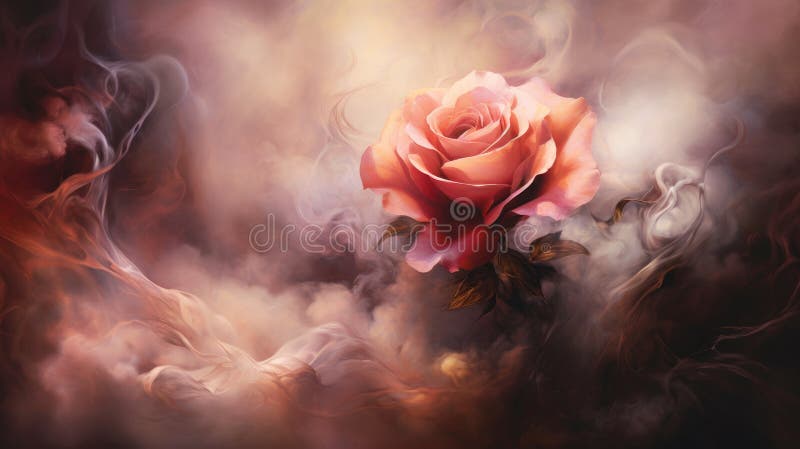 An Artistic Rendering Captures a Rose Wrapped in Swirling Smoke ...