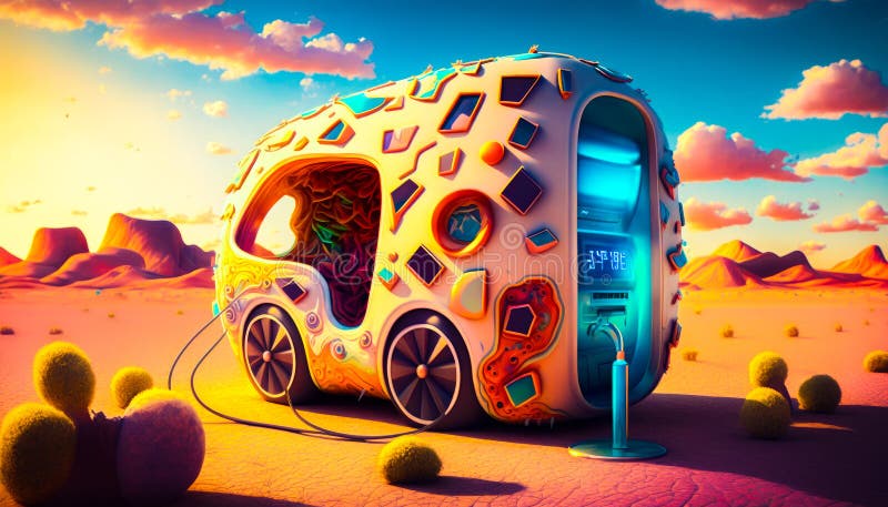 An Artistic Rendering of Car in the Desert. Generative AI Stock Photo ...
