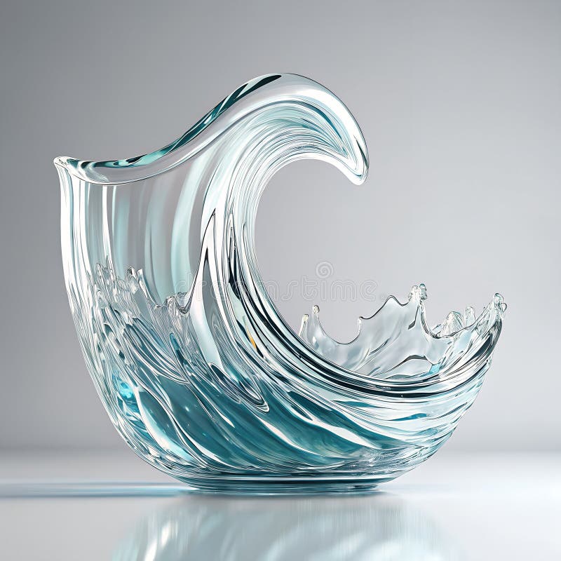 An Artistic Rendering of a Clear, Translucent Glass Wave Form, Stock ...