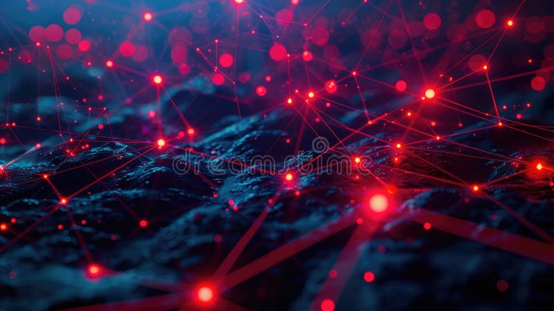 Artistic Rendering of a Computer Circuit Board with Glowing Red ...