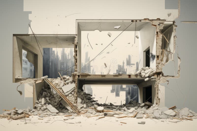 An Artistic Rendering of a Deconstructed Building, Walls and Floors ...
