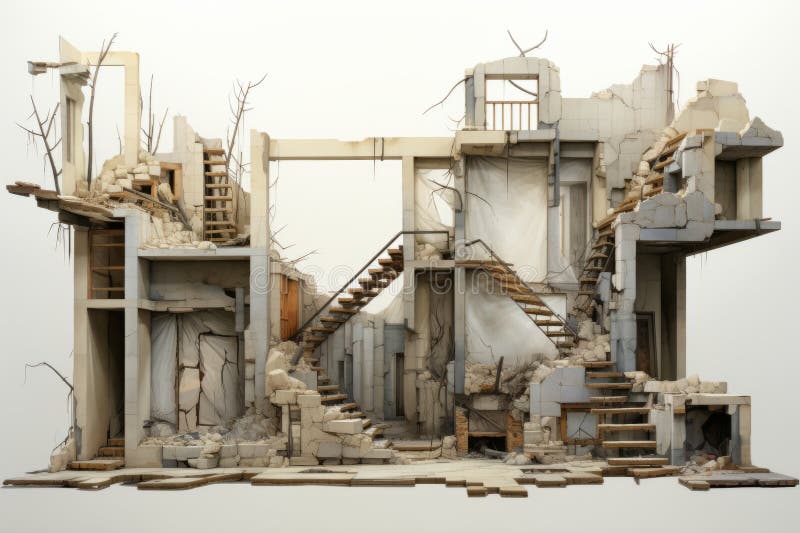 An Artistic Rendering of a Deconstructed Building, Walls and Floors ...