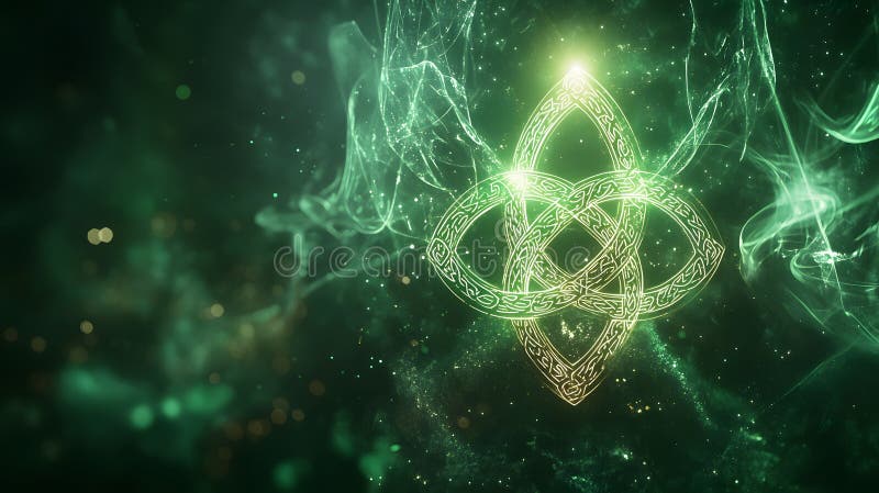 Artistic Rendering of Glowing Celtic Trinity Knot in Green Hues ...
