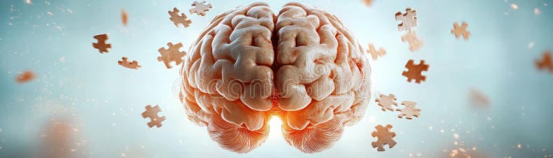 Artistic Rendering of a Human Brain with Dynamically Connecting Puzzle ...