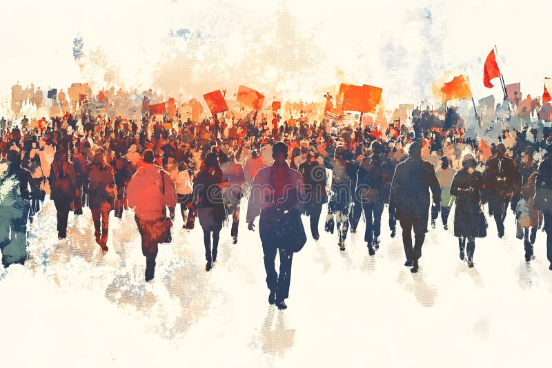 An Artistic Rendering of a Large Crowd Marching for Justice ...